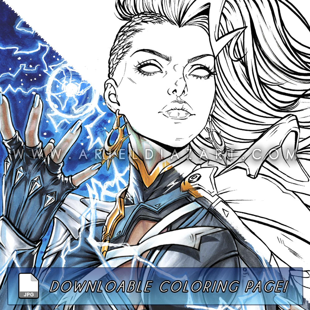 Download - Marvel Rivals Storm Line Art Coloring Page – Ariel Diaz Art
